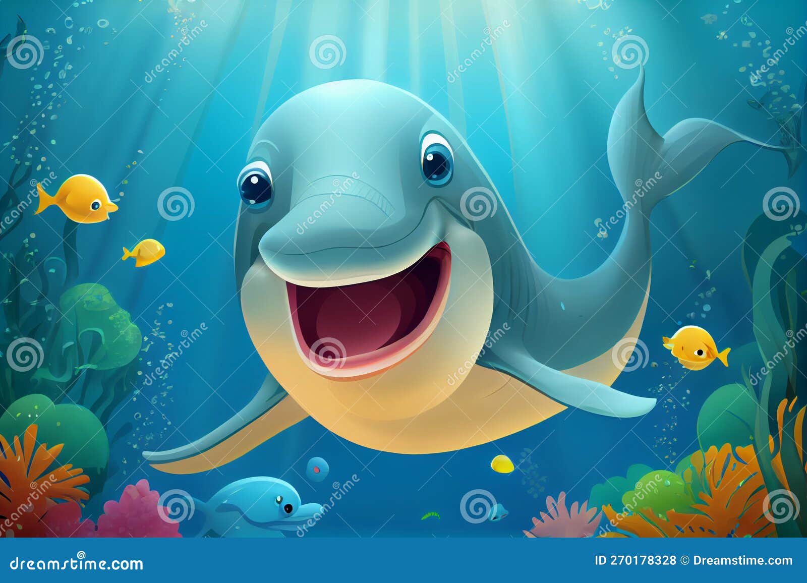 Portrait of a Cute Little Dolphin. AI Generated Stock Illustration ...