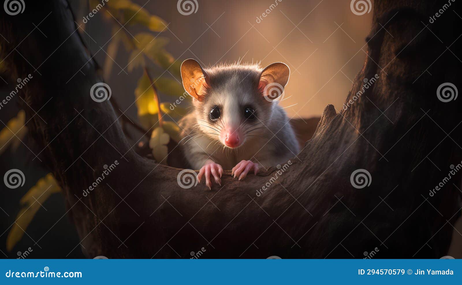 Portrait of a Cute Little Mouse on a Tree in the Forest Stock ...