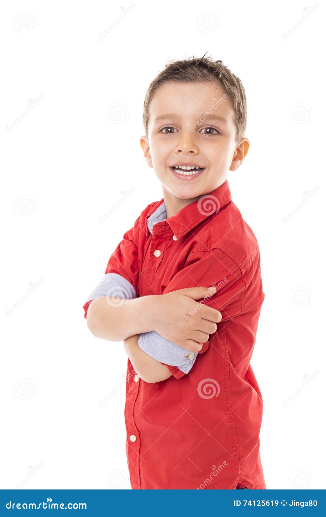 Portrait of a Cute Modern Boy with Arms Folded Stock Image - Image of ...