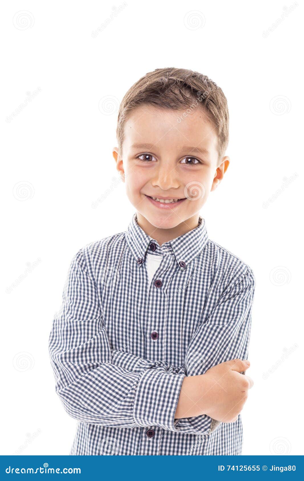 Portrait of a Cute Modern Boy with Arms Folded Stock Image - Image of ...