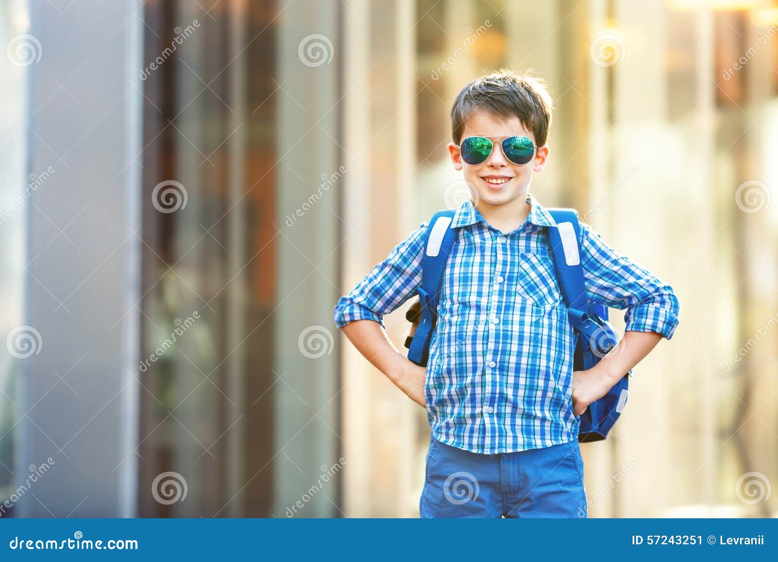 Portrait of Cute School Boy with Backpack Stock Image - Image of people ...