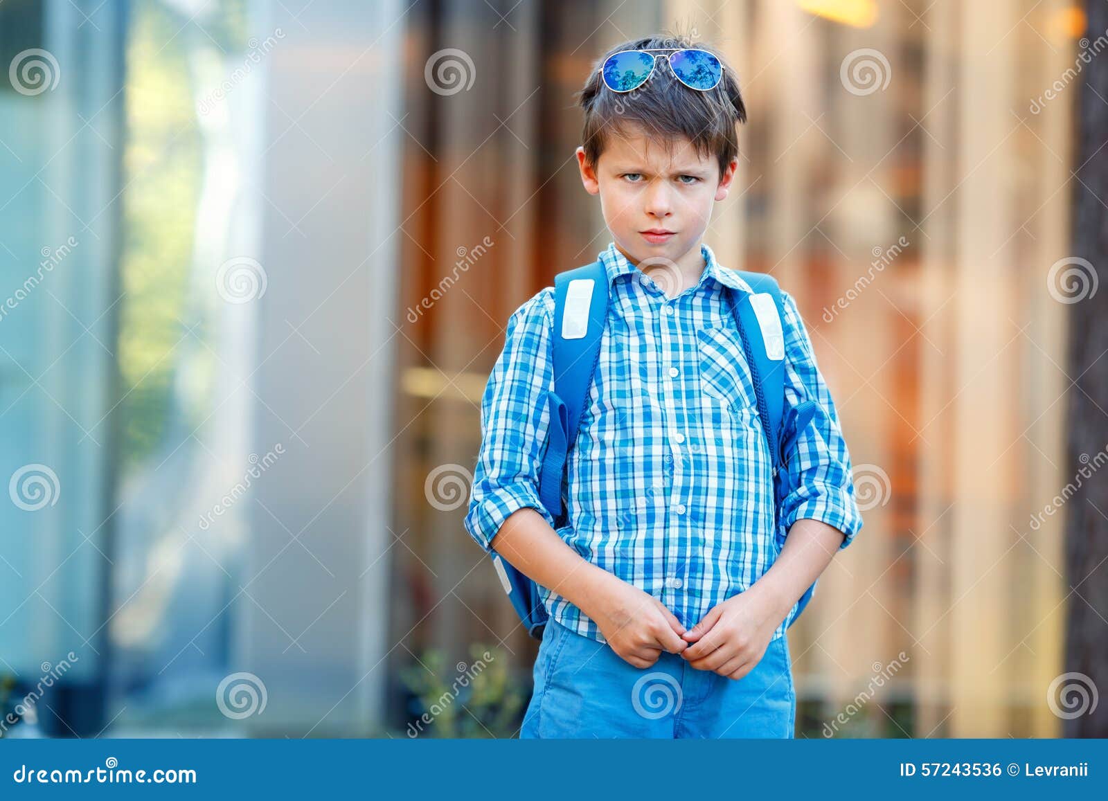Portrait of Cute School Boy with Backpack Stock Photo - Image of people ...