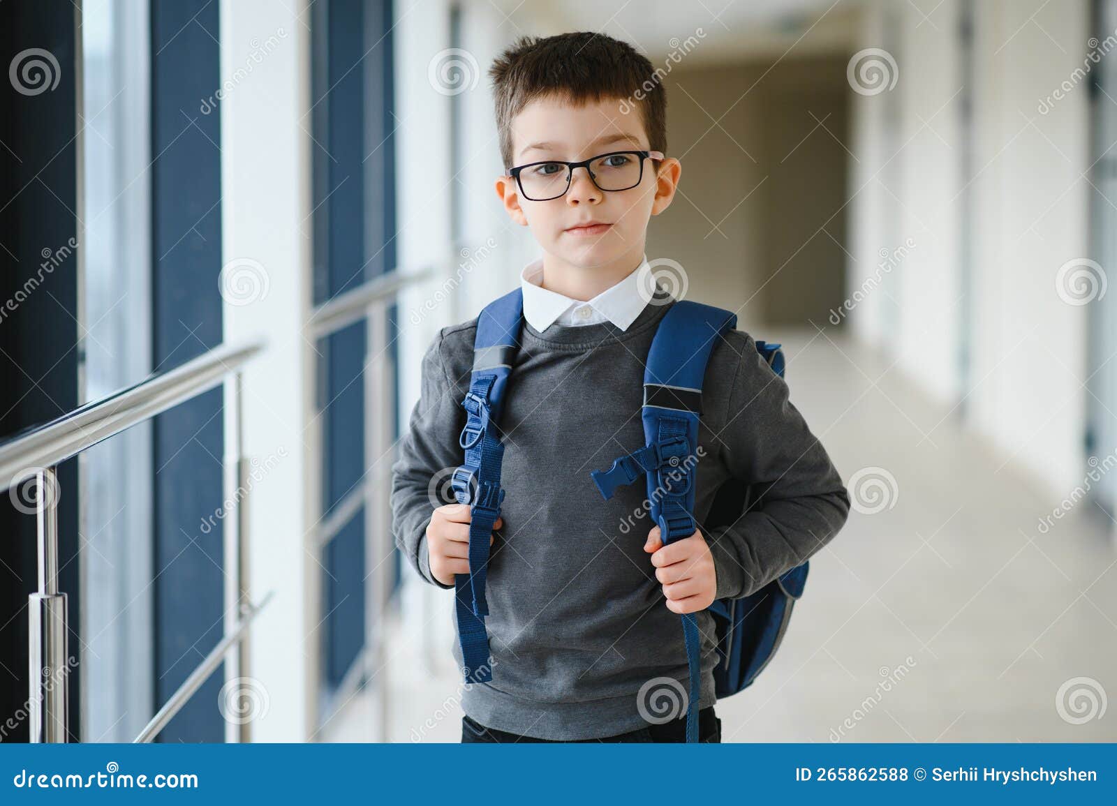 Portrait of Cute School Boy with Backpack. Schoolboy with a Backpack at ...