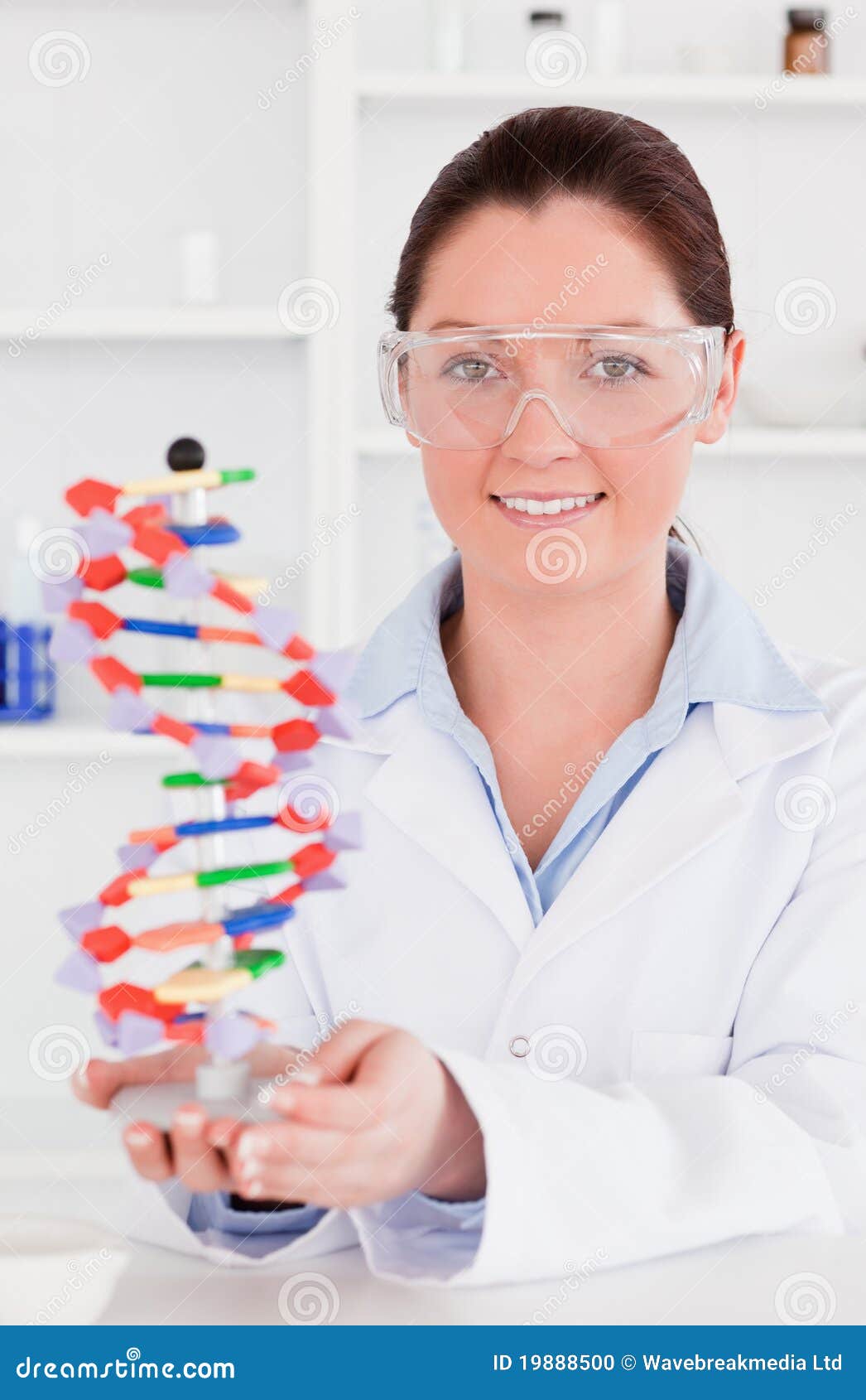 Portrait of a Cute Scientist Showing the Dna Stock Photo - Image of ...