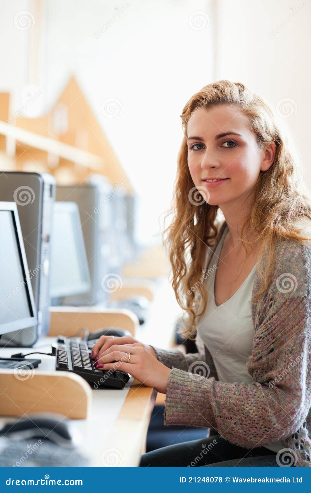 Portrait of a Cute Student Posing with a Computer Stock Photo - Image ...