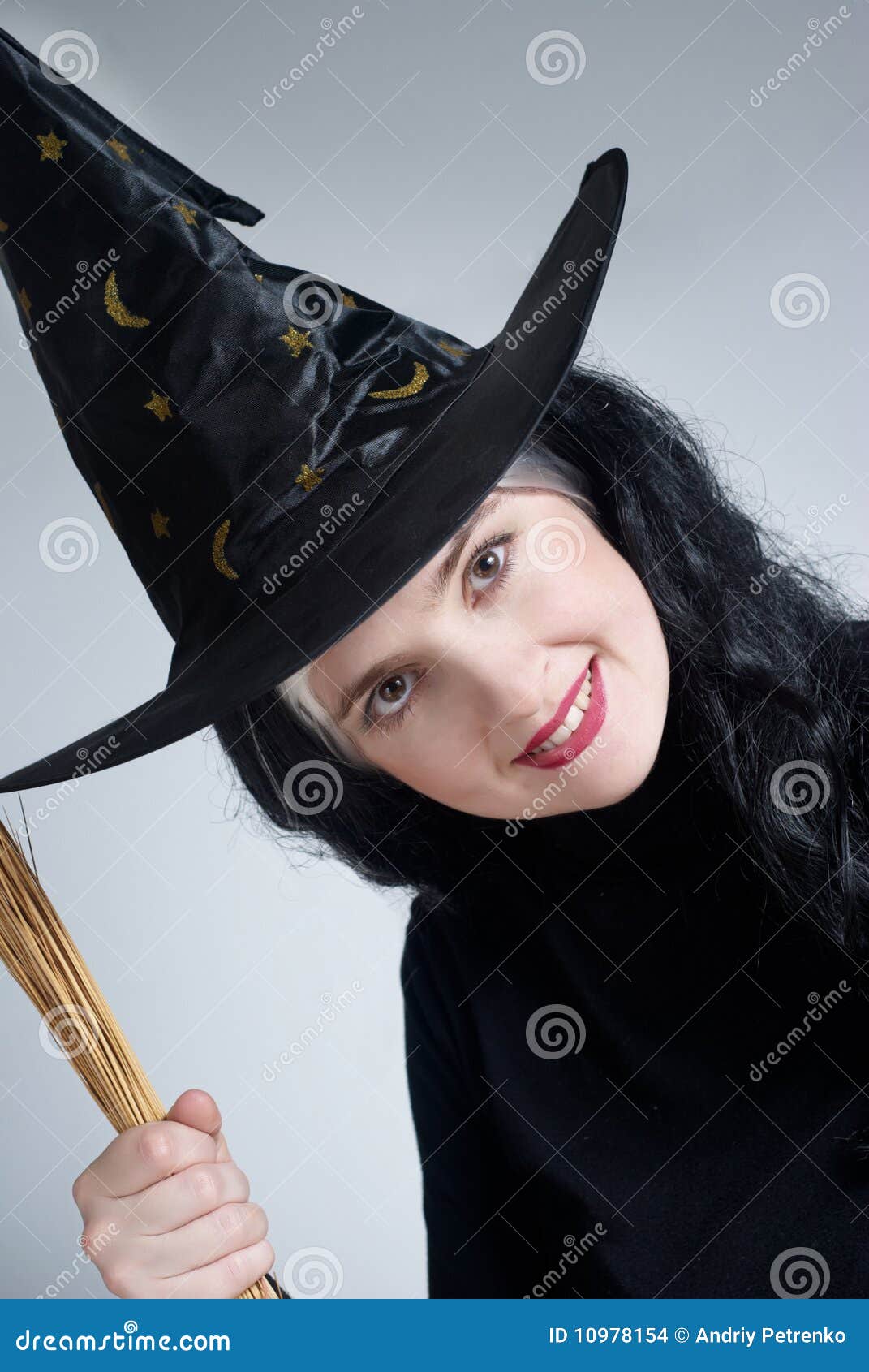 Portrait of a cute witch stock photo. Image of black - 10978154