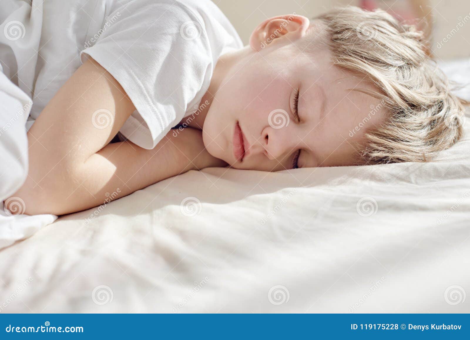 Cute sleeping boy stock photo. Image of relax, morning - 119175228
