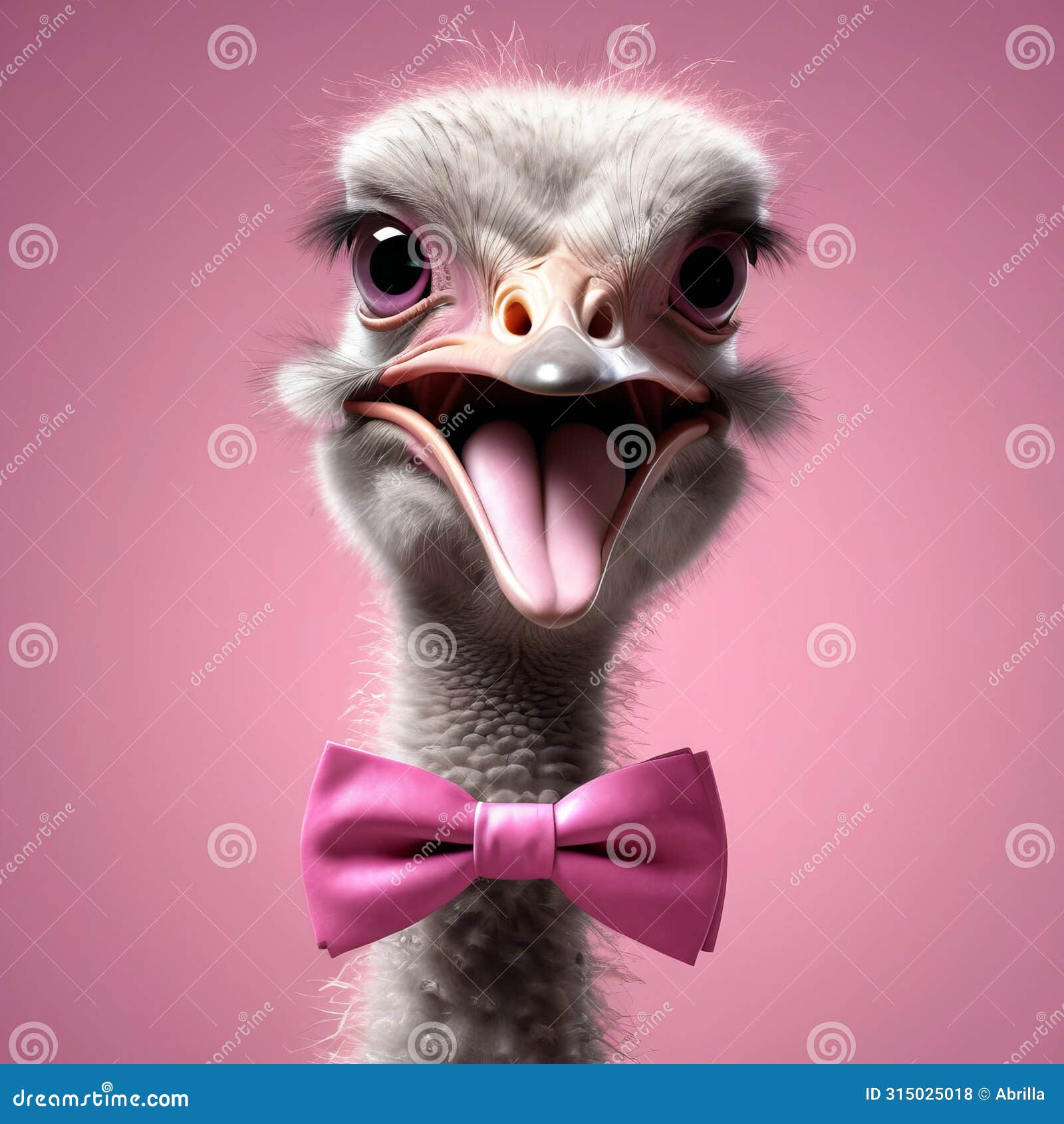 Portrait of a Cute Young Ostrich in a Pink Suit Stock Photo - Image of ...