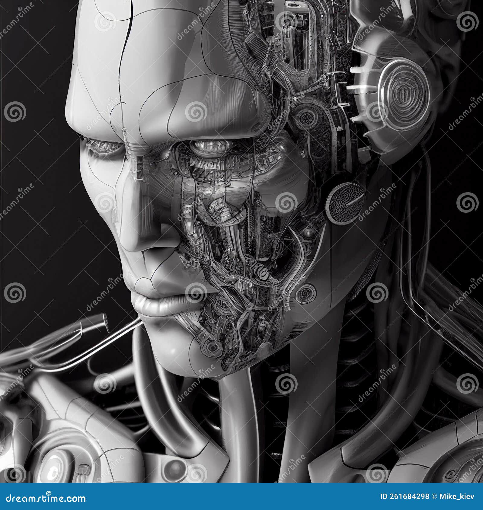 Portrait of cyber man stock illustration. Illustration of eyes - 261684298