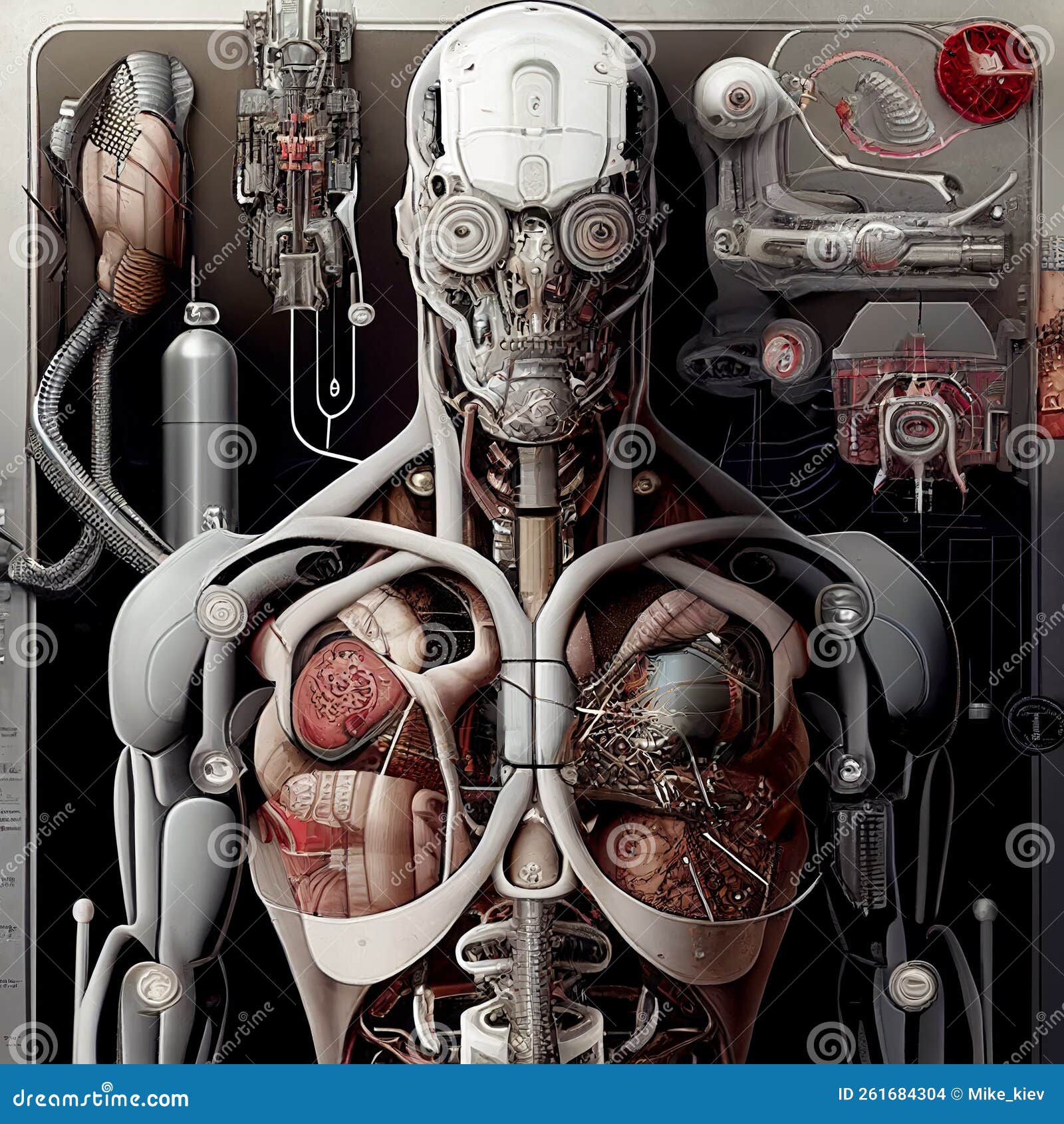 Portrait of cyber man stock illustration. Illustration of design - 261684304