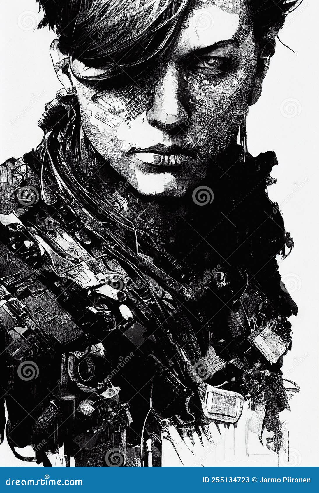 Portrait of a Cyberpunk Man Stock Illustration - Illustration of ...