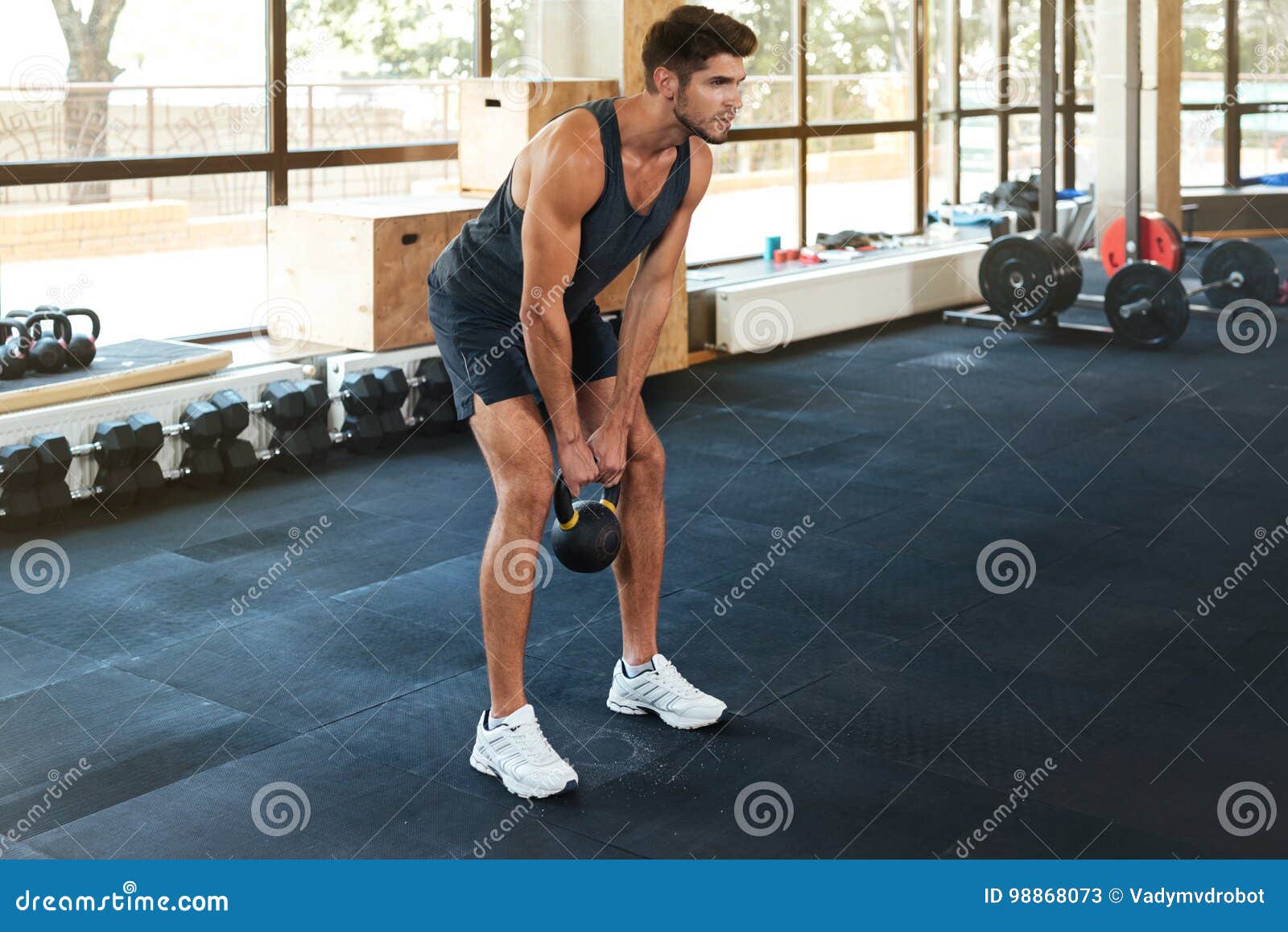 Portrait D'homme De Forme Physique Avec Le Poids Image stock - Image du ...