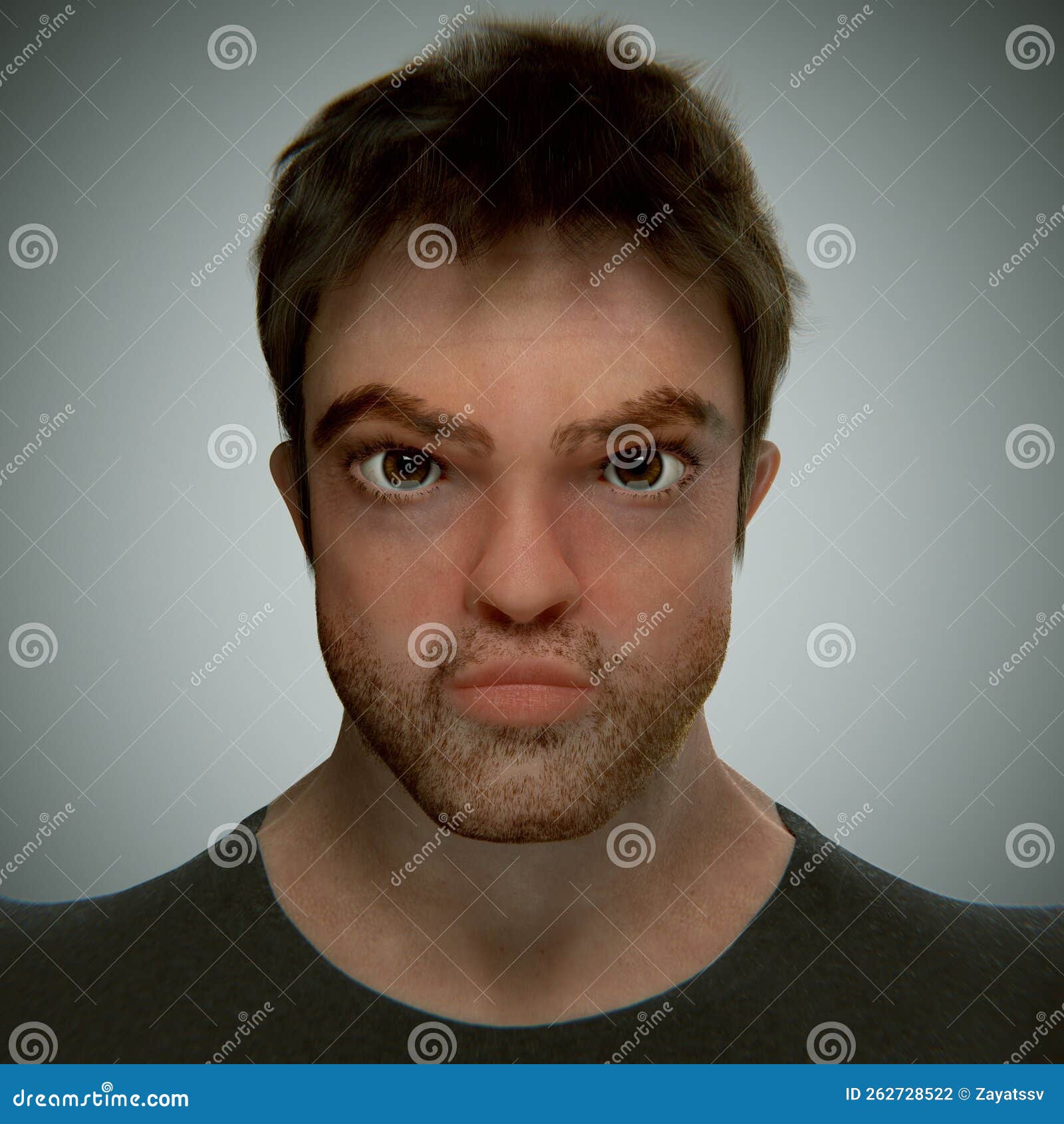 Portrait of 3D Realistic Male Character Stock Illustration ...