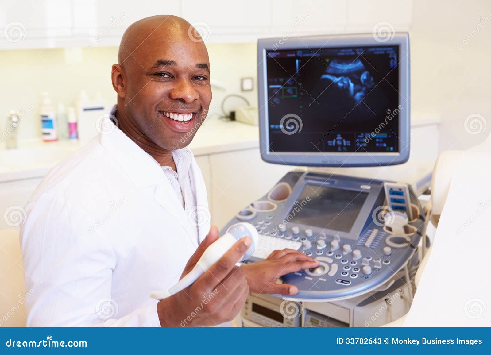 Portrait of 4D Ultrasound Scanning Machine Operator and Doctor Stock ...