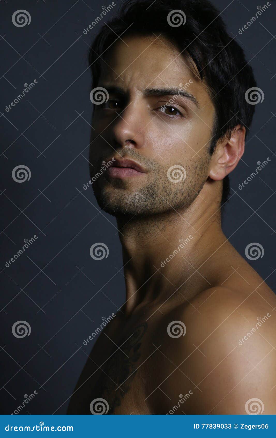 Portrait D'un Type Brun Beau Image stock - Image du verticale, fermer ...