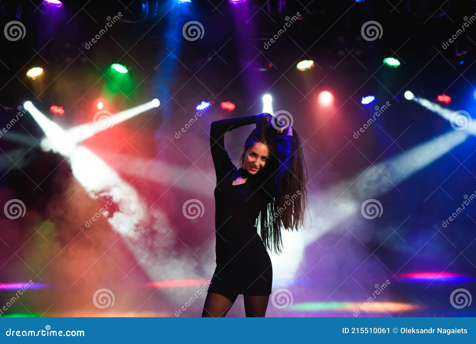 Portrait of Dancing Girl on Disco Party. Stock Image - Image of ...