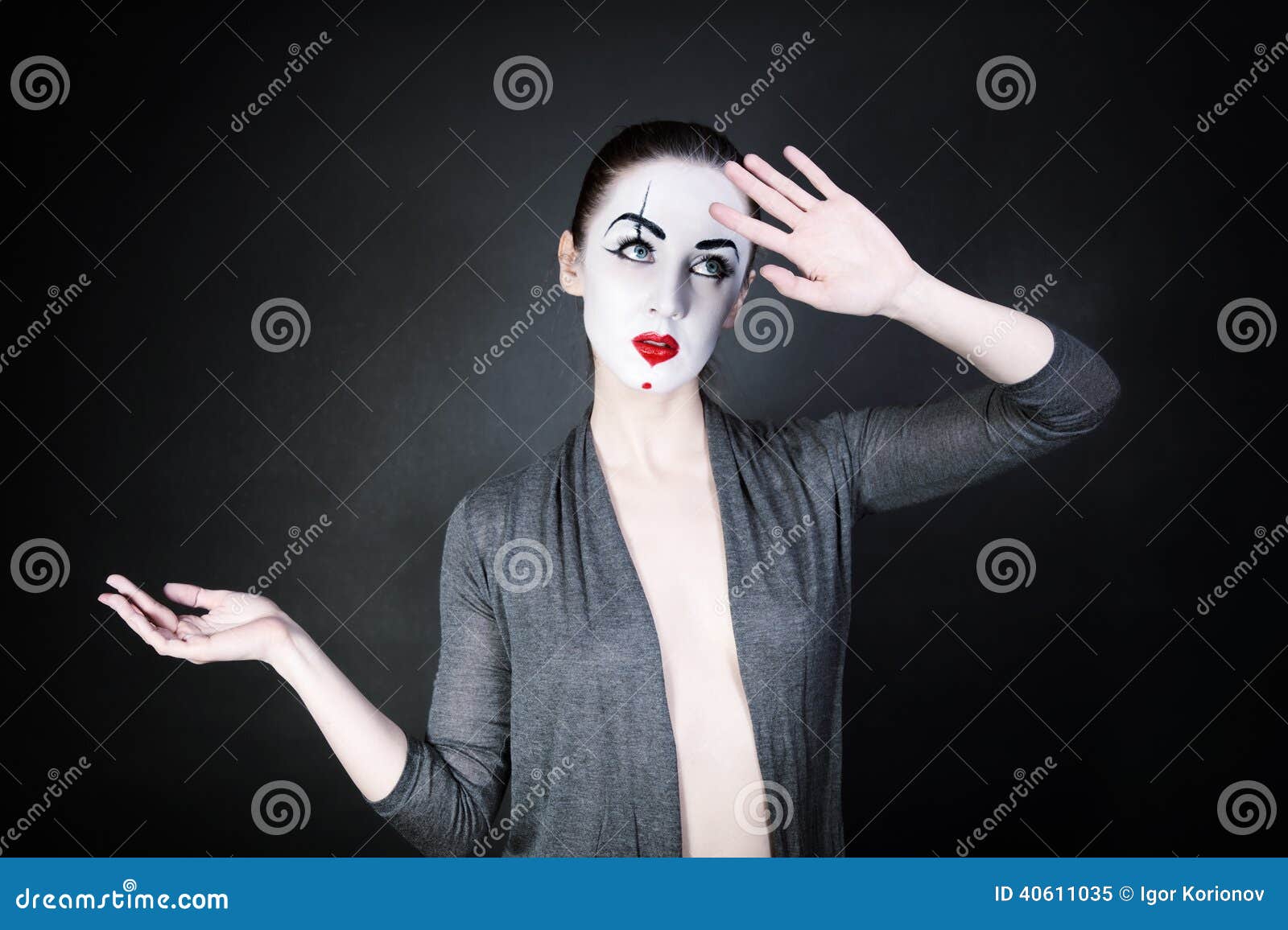 Portrait of a Dancing Woman Mime Stock Image - Image of people ...