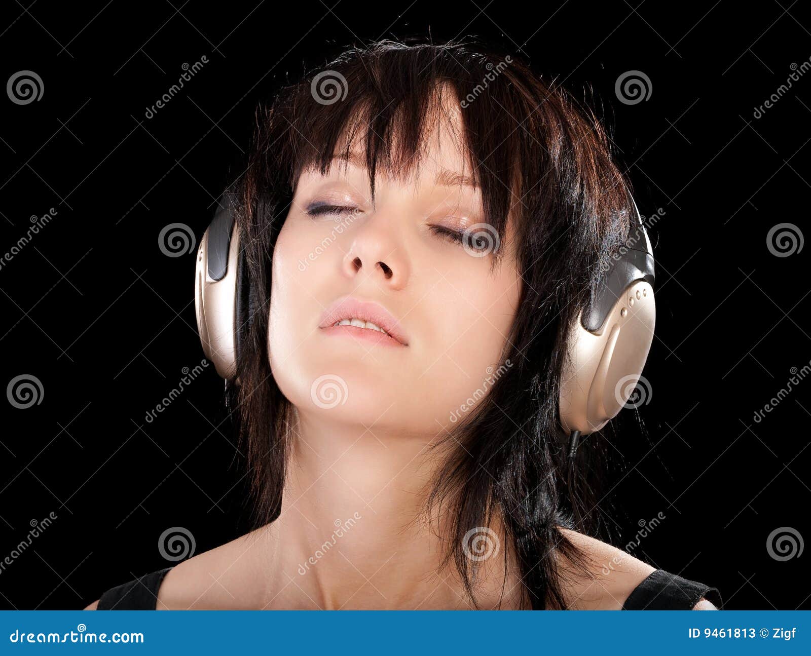 Portrait Of Dark Haired Girl Stock Image Image Of Girl Females 9461813