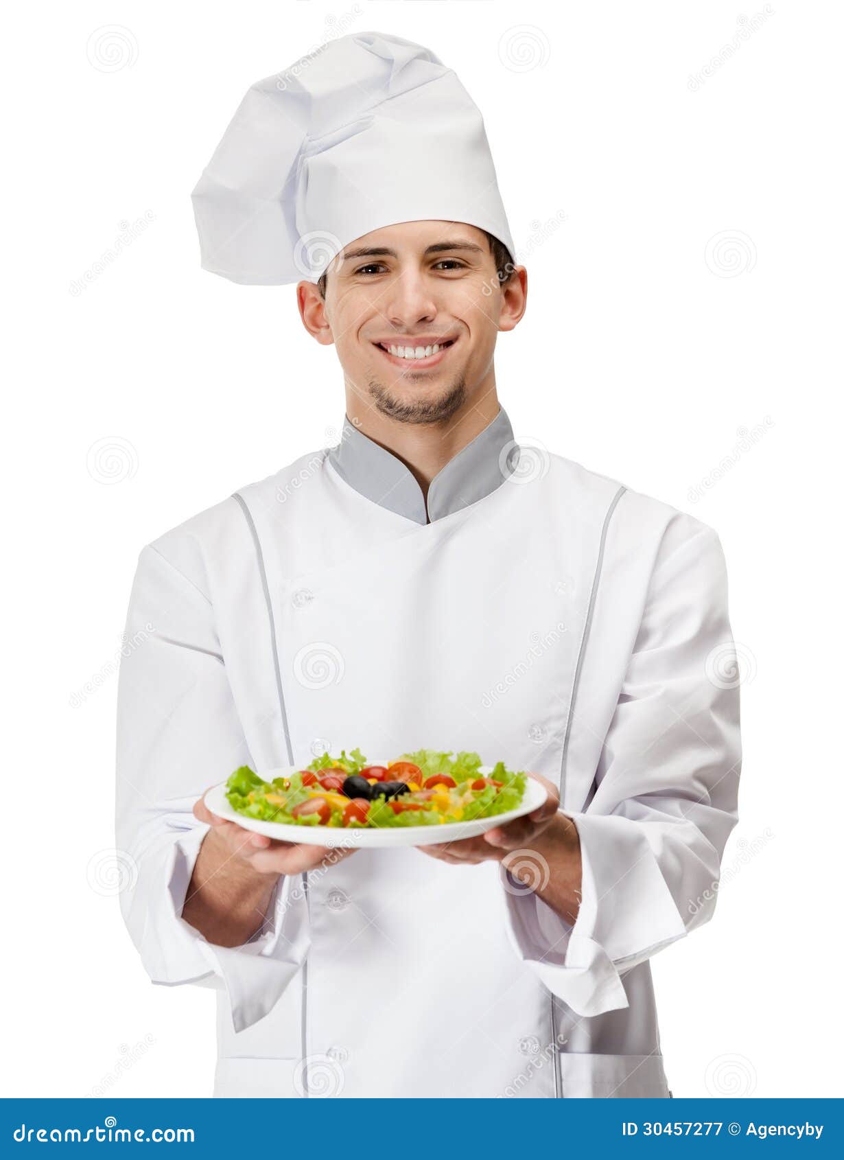 Portrait De Cuisinier Avec Le Plat De Salade Image stock - Image du ...
