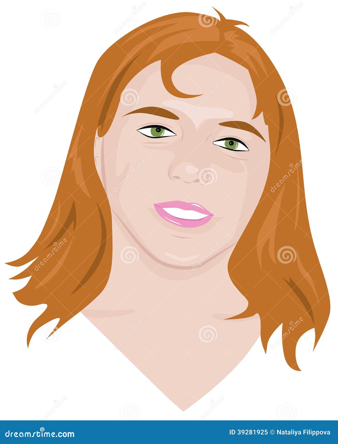 Portrait De Jeune Fille Rousse Illustration de Vecteur - Illustration ...