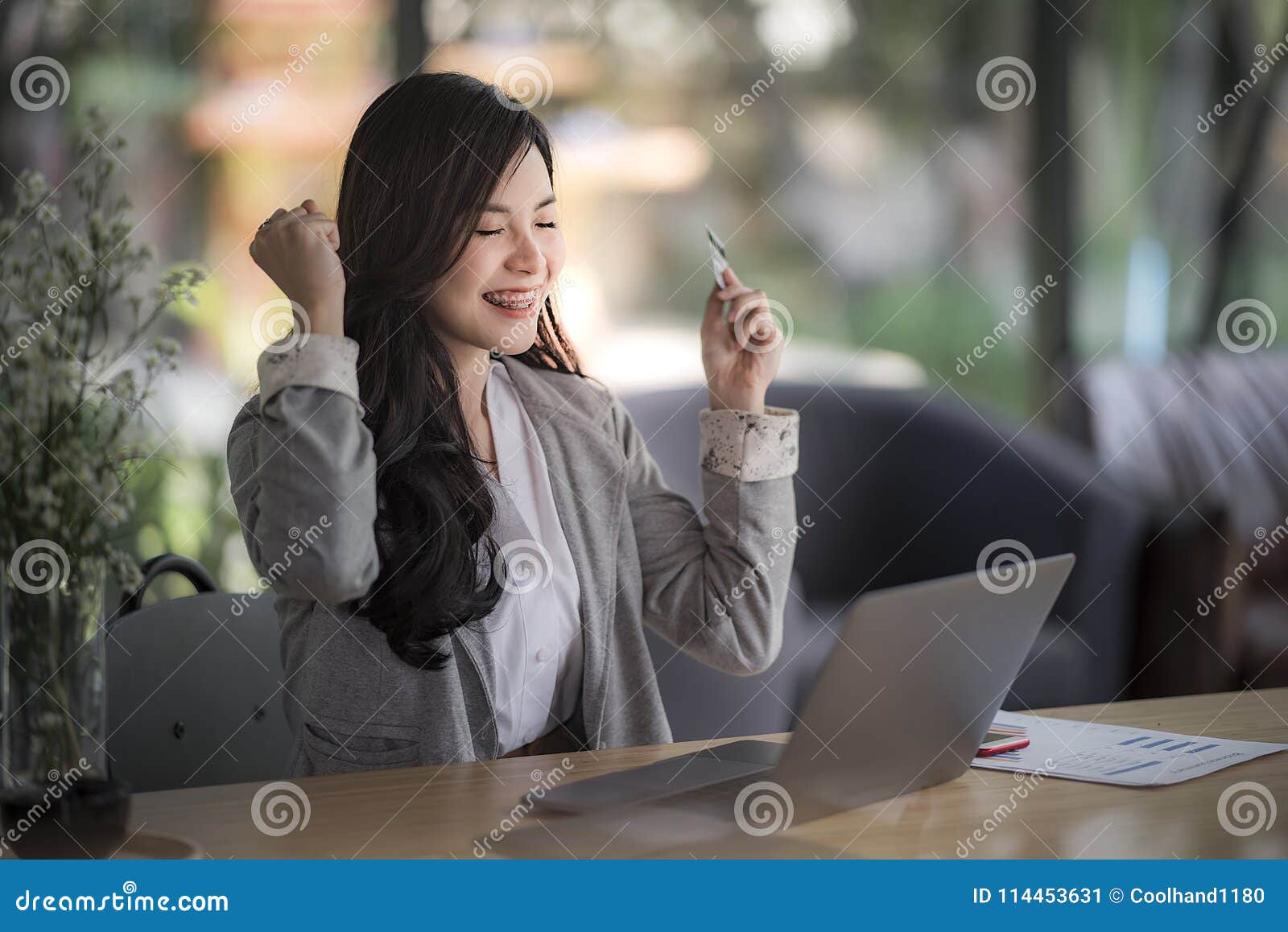 Portrait of a Delighted Young Woman Holding Credit Card Stock Image ... Portrait of a Delighted Young Woman Holding Credit Card Stock Image ...