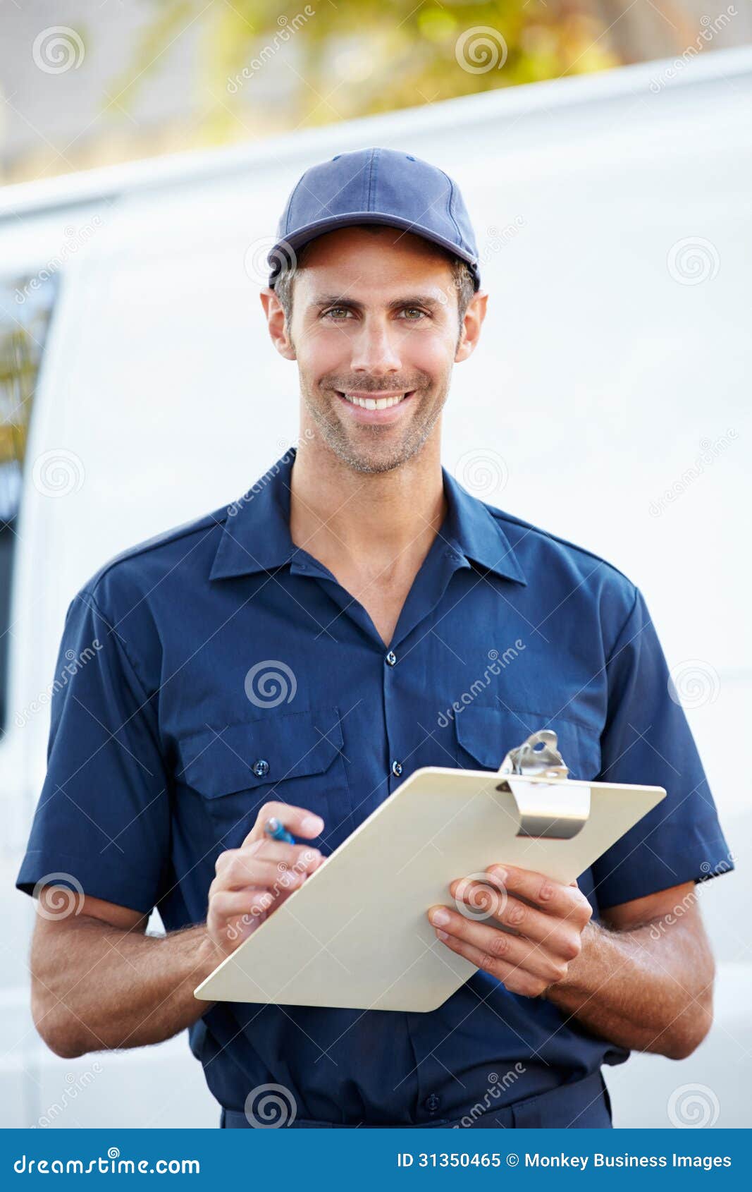 Portrait of Delivery Driver with Clipboard Stock Image - Image of ...