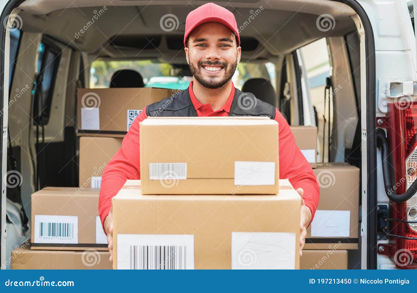 Portrait of Delivery Man - Courier at Work Stock Photo - Image of ...