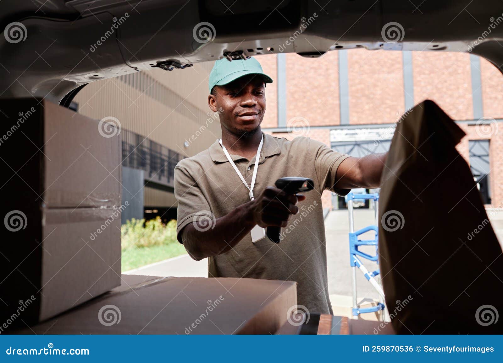 Delivery Worker Scanning Codes Stock Photo - Image of delivering ...