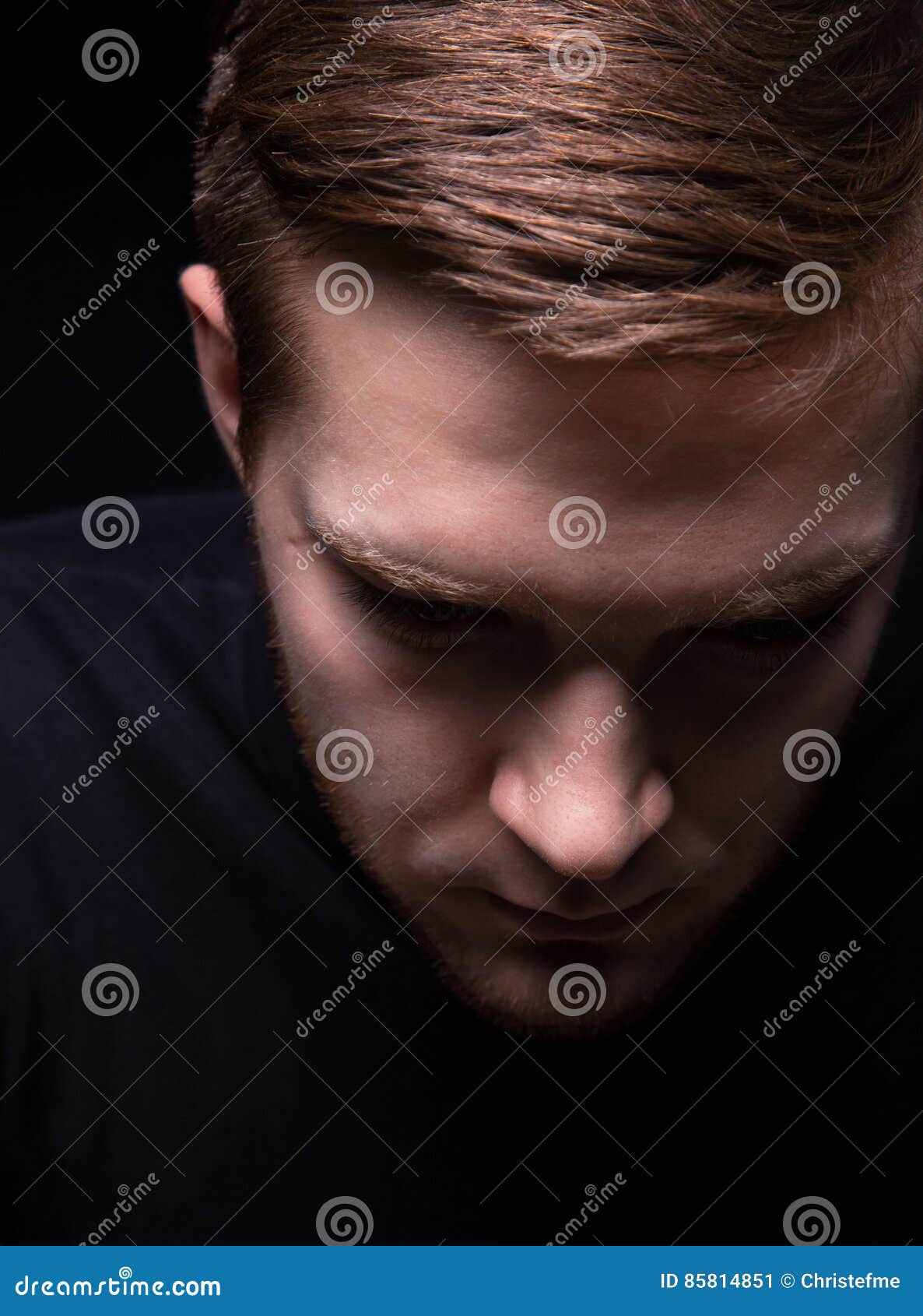 Portrait of depressed man stock image. Image of thoughtful - 85814851