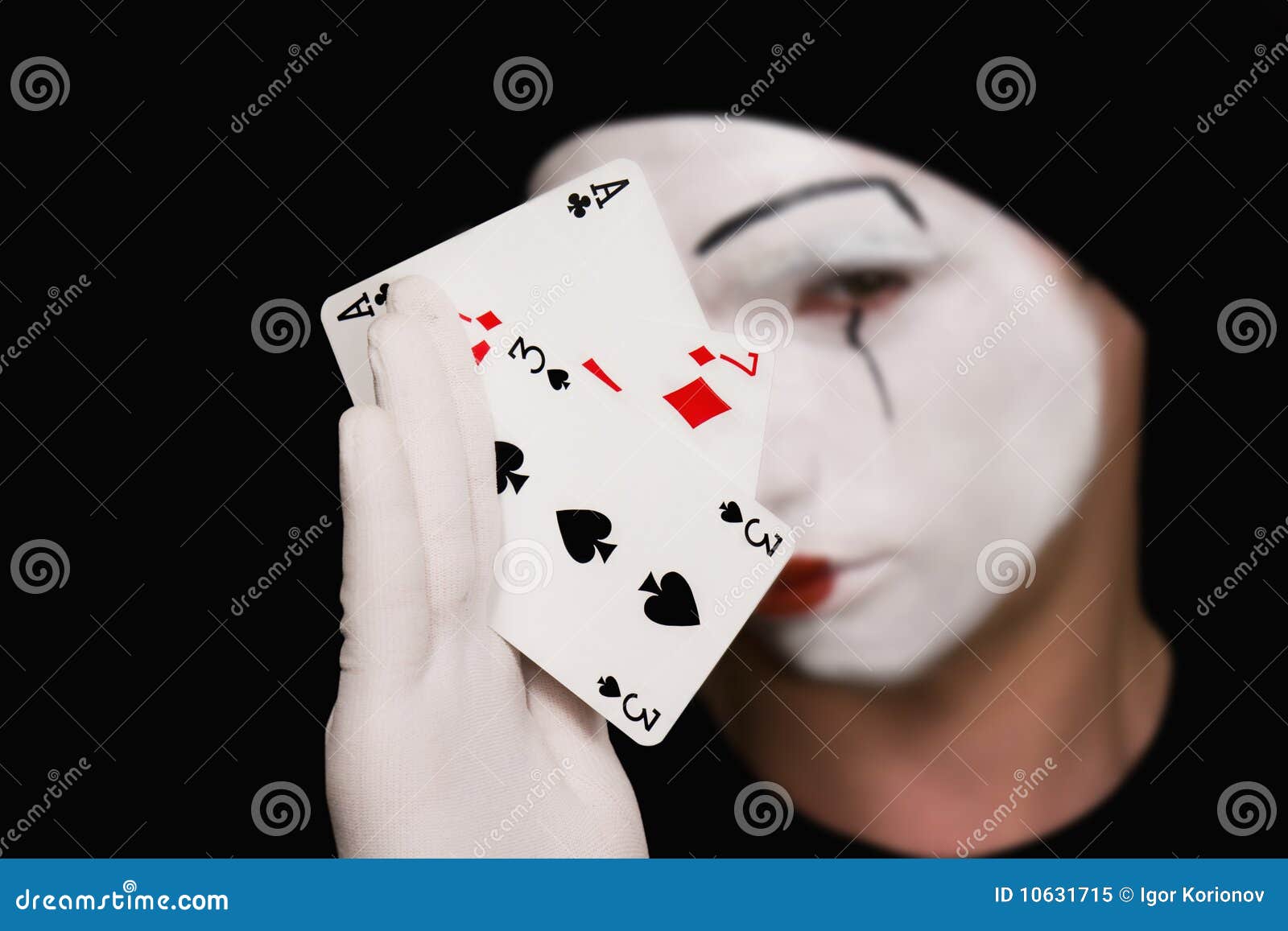 Portrait Des Pantomimen Mit Spielkarten Stockbild - Bild von porträt ...