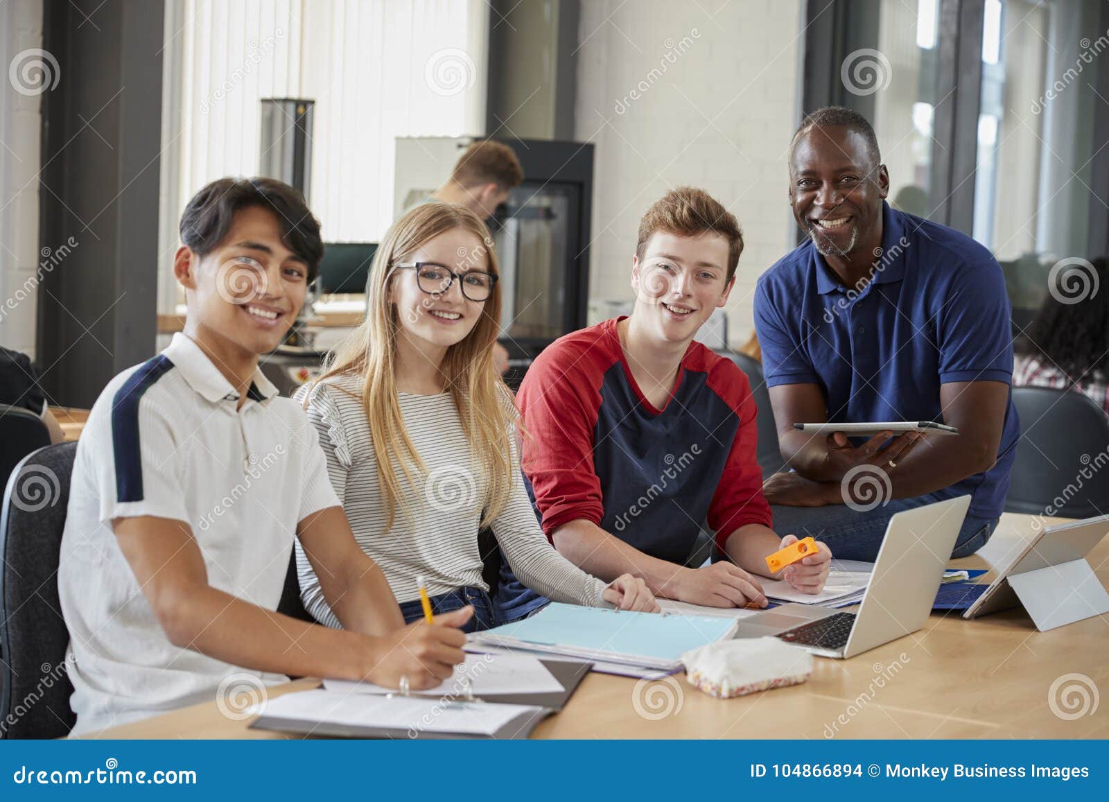 Portrait of Design Students and Teacher in CAD/3D Printing Lab Stock ...