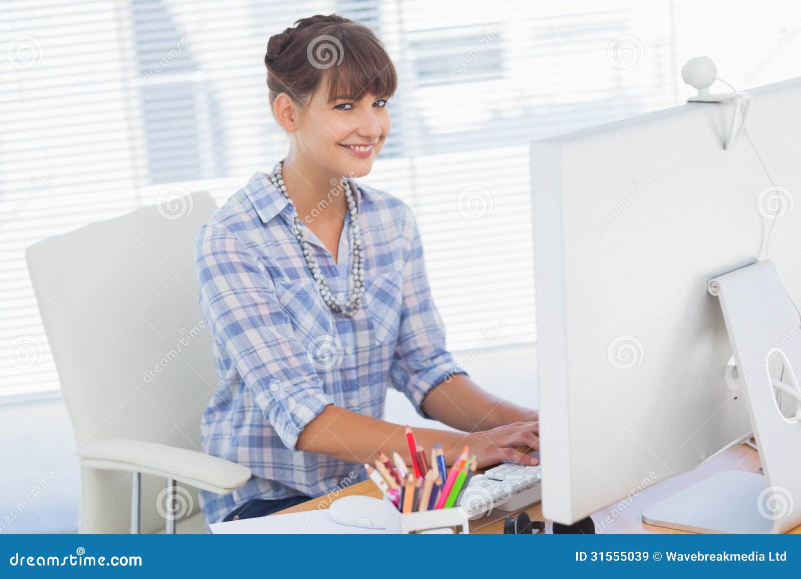 Portrait of a Designer Working on Her Computer Stock Image - Image of ...