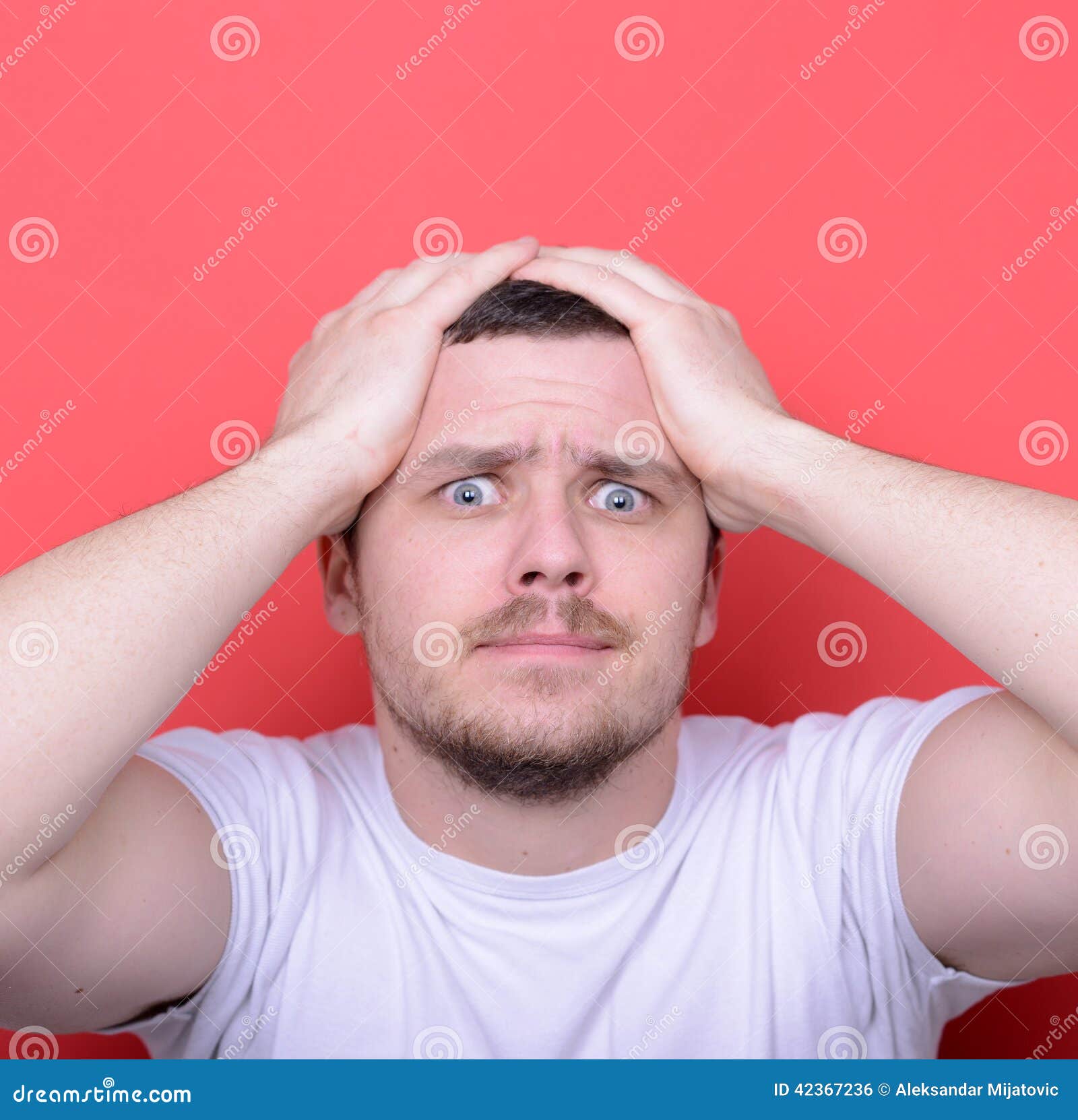 Portrait of desperate man stock photo. Image of mouth - 42367236