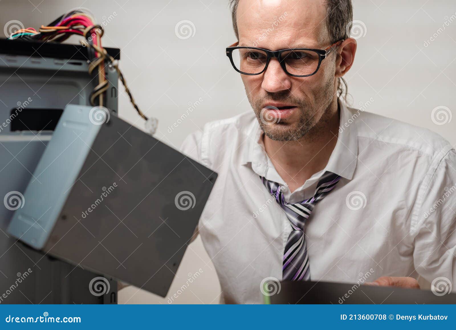 Desperate office worker stock photo. Image of maintenance - 213600708