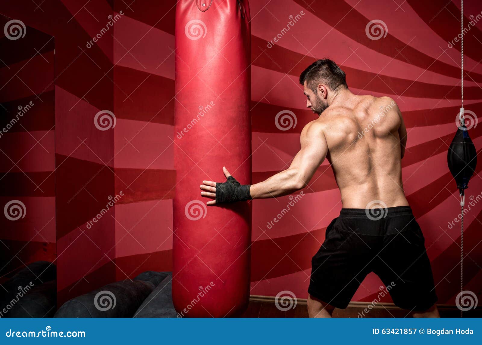 Portrait of Determined Male Professional Boxer, Getting Ready for Fight ...