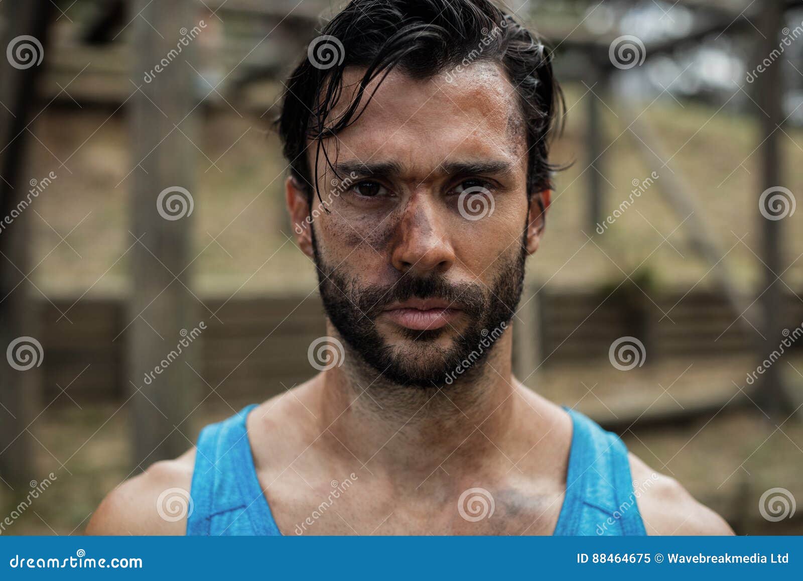 Portrait of Determined Man in Boot Camp Training Stock Image - Image of ...