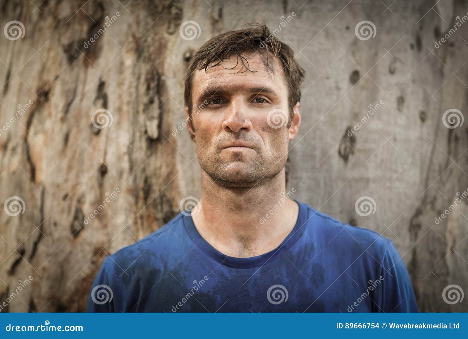 Portrait of Determined Man Standing during Obstacle Course Stock Photo ...