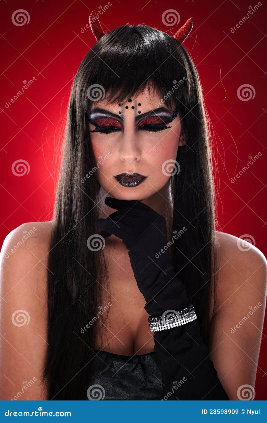 Portrait of Devil Like Woman Stock Image - Image of european ...