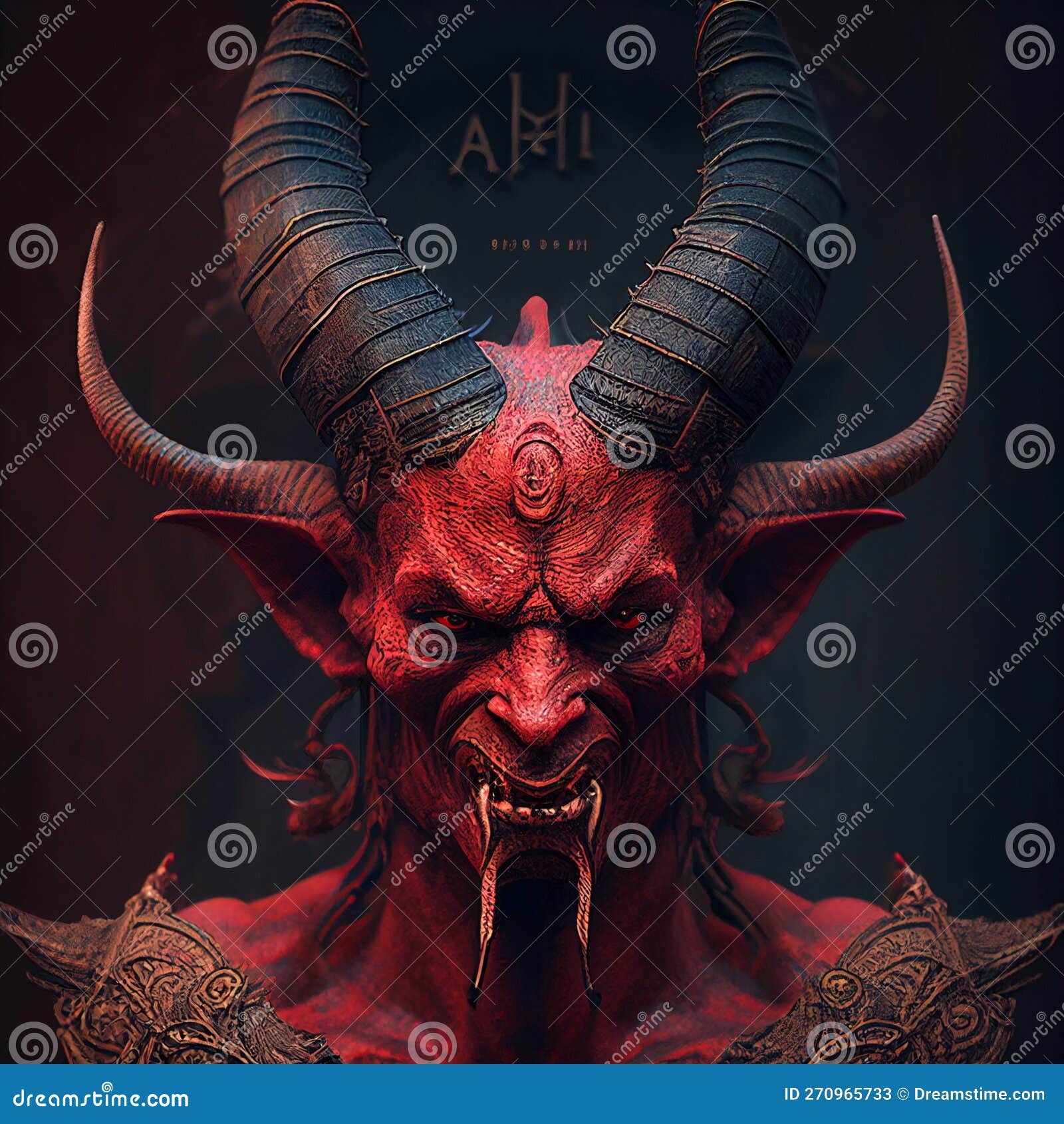 Portrait Of Devil In Vector Line Art Style. T-shirt Template ...