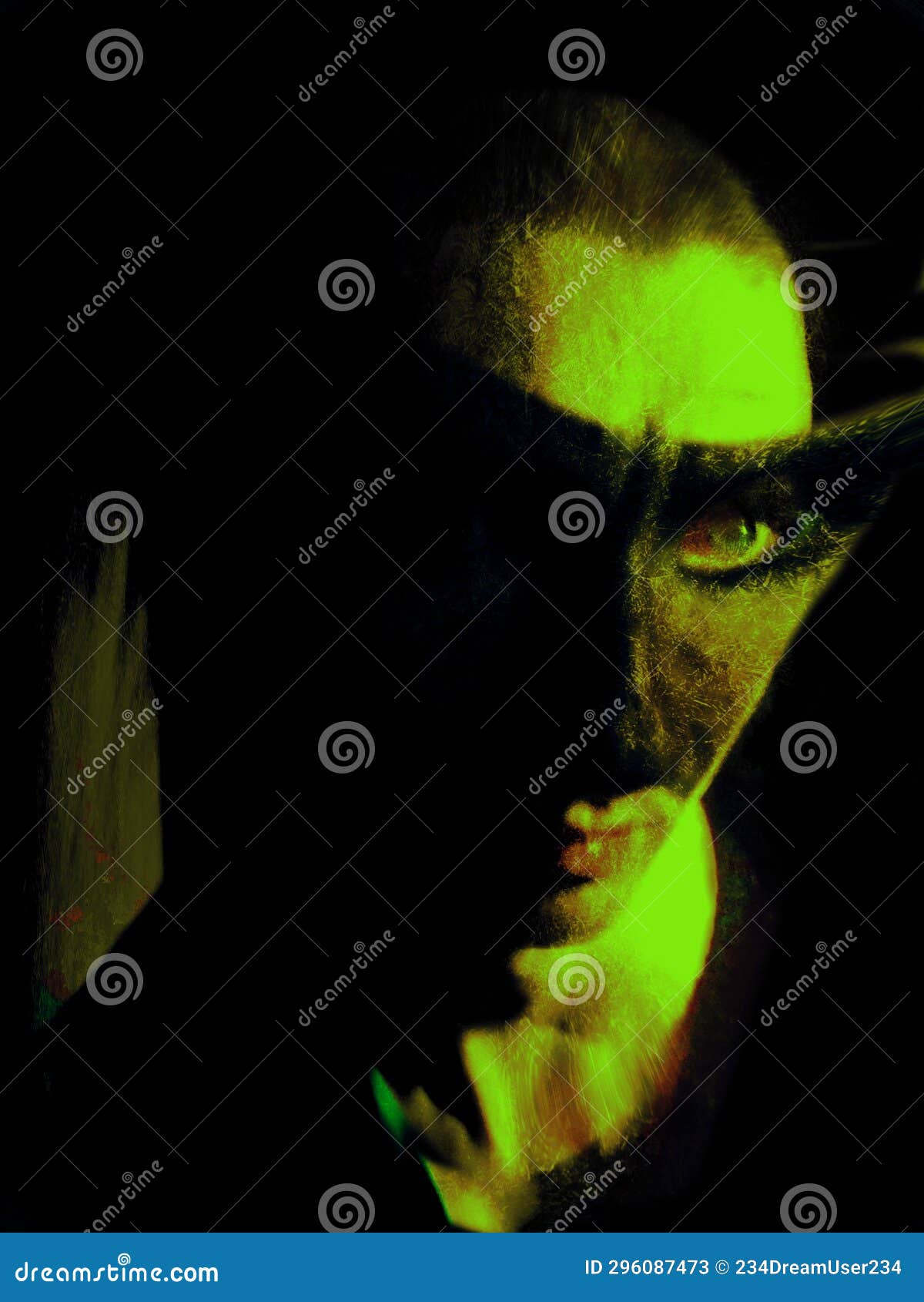 Portrait, Digital Collage and Special Processing. Face. Guy in Mask ...