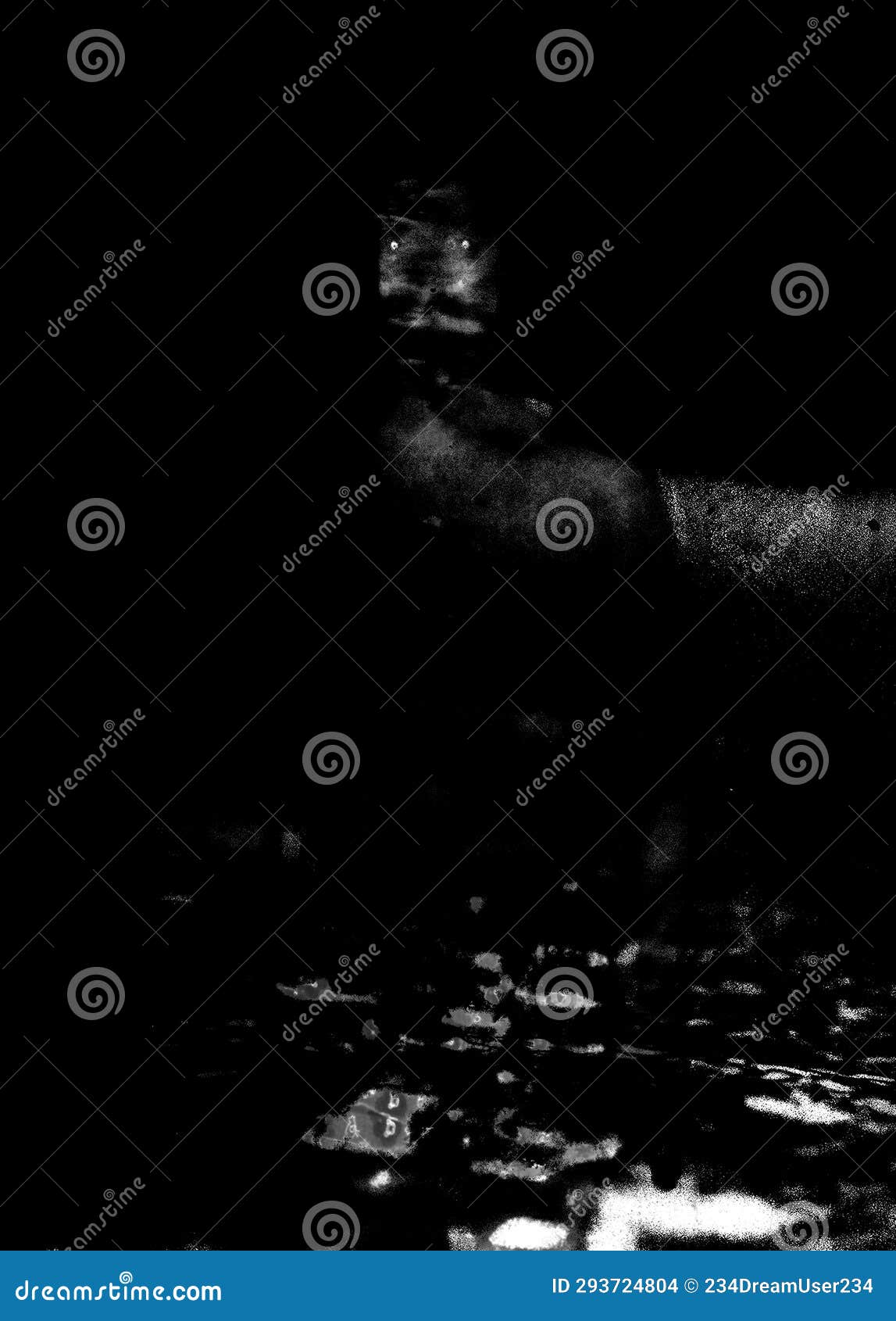 Portrait, Digital Collage and Special Processing. Man in Dark Corner ...