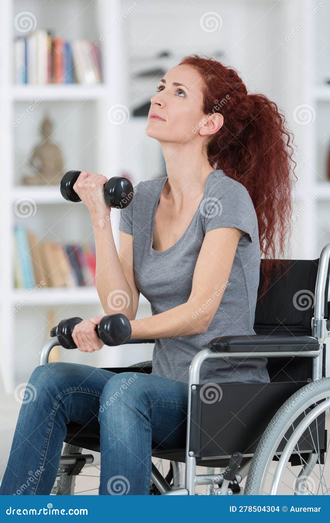 Portrait Disabled Woman Exercising Stock Photo - Image of program ...