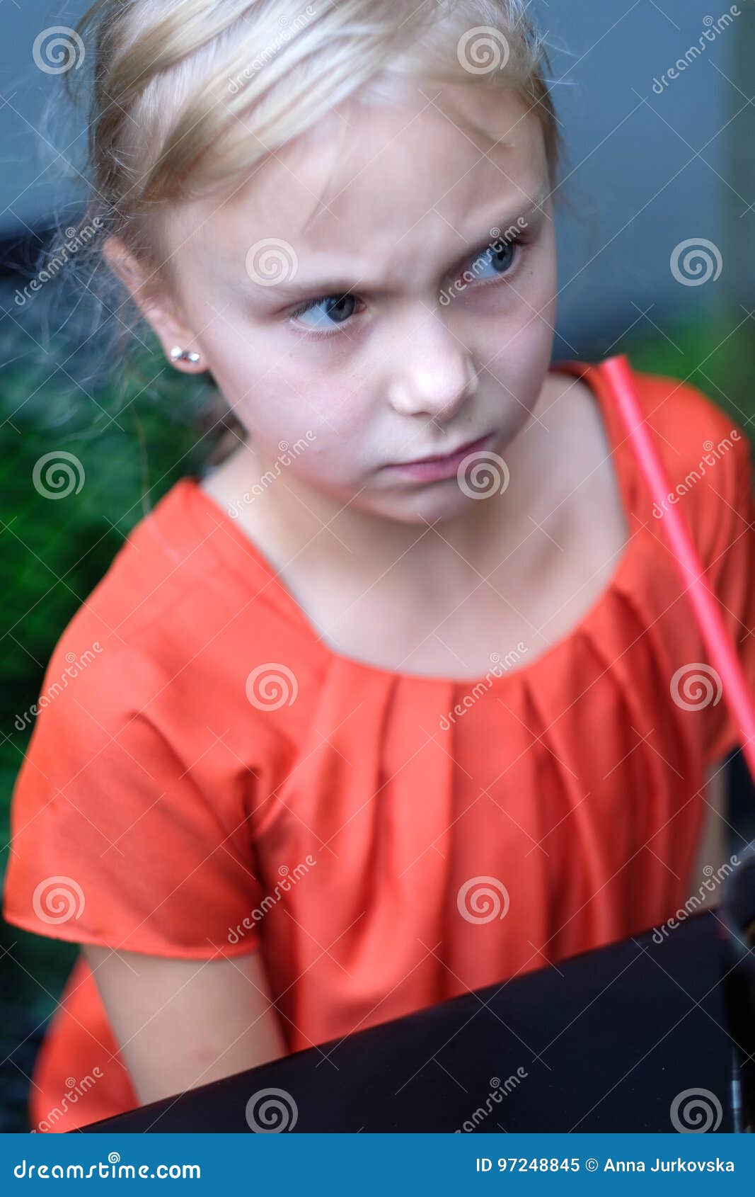 Portrait of a Disgruntled Girl Stock Image - Image of girl, childhood ...