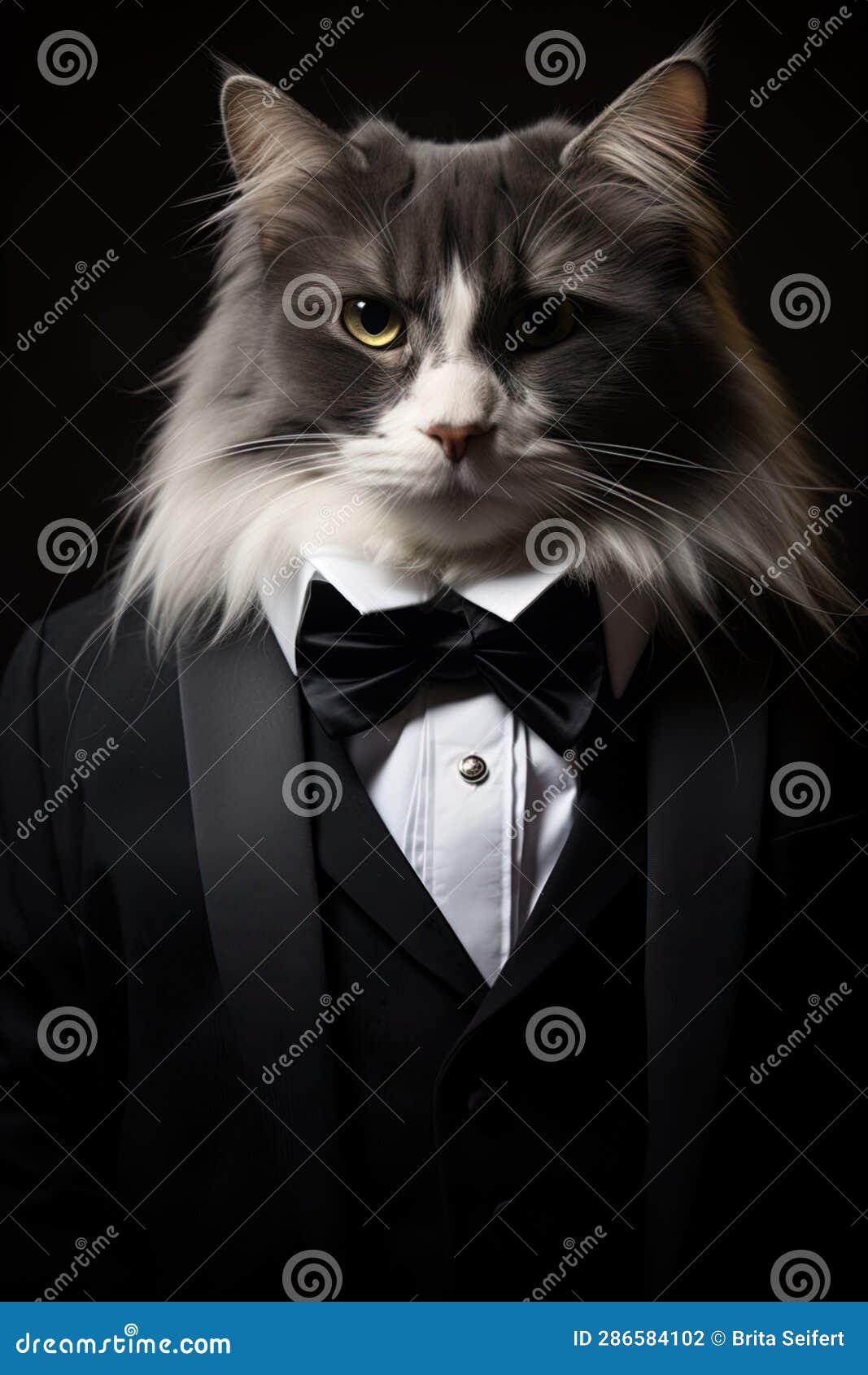 Portrait of a Distinguished Cat with Top Hat. Generative AI Stock ...