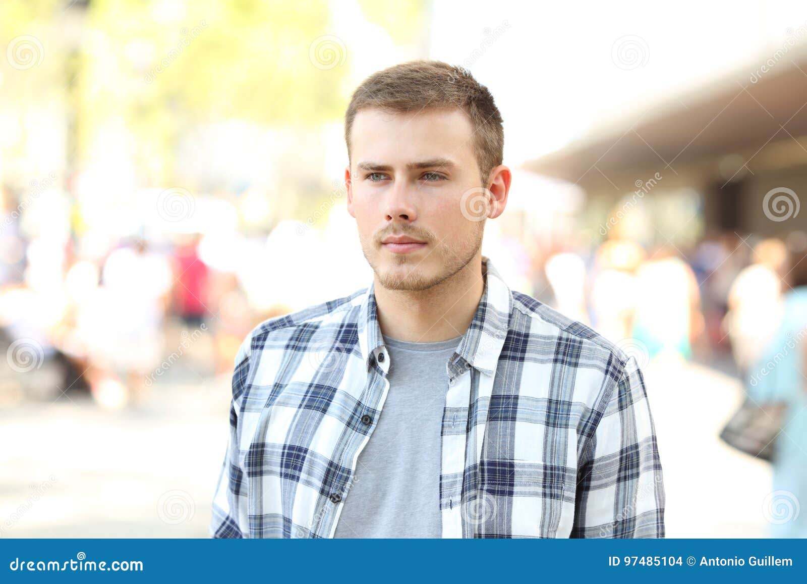 Portrait of a Distracted Man on the Street Stock Photo - Image of ...