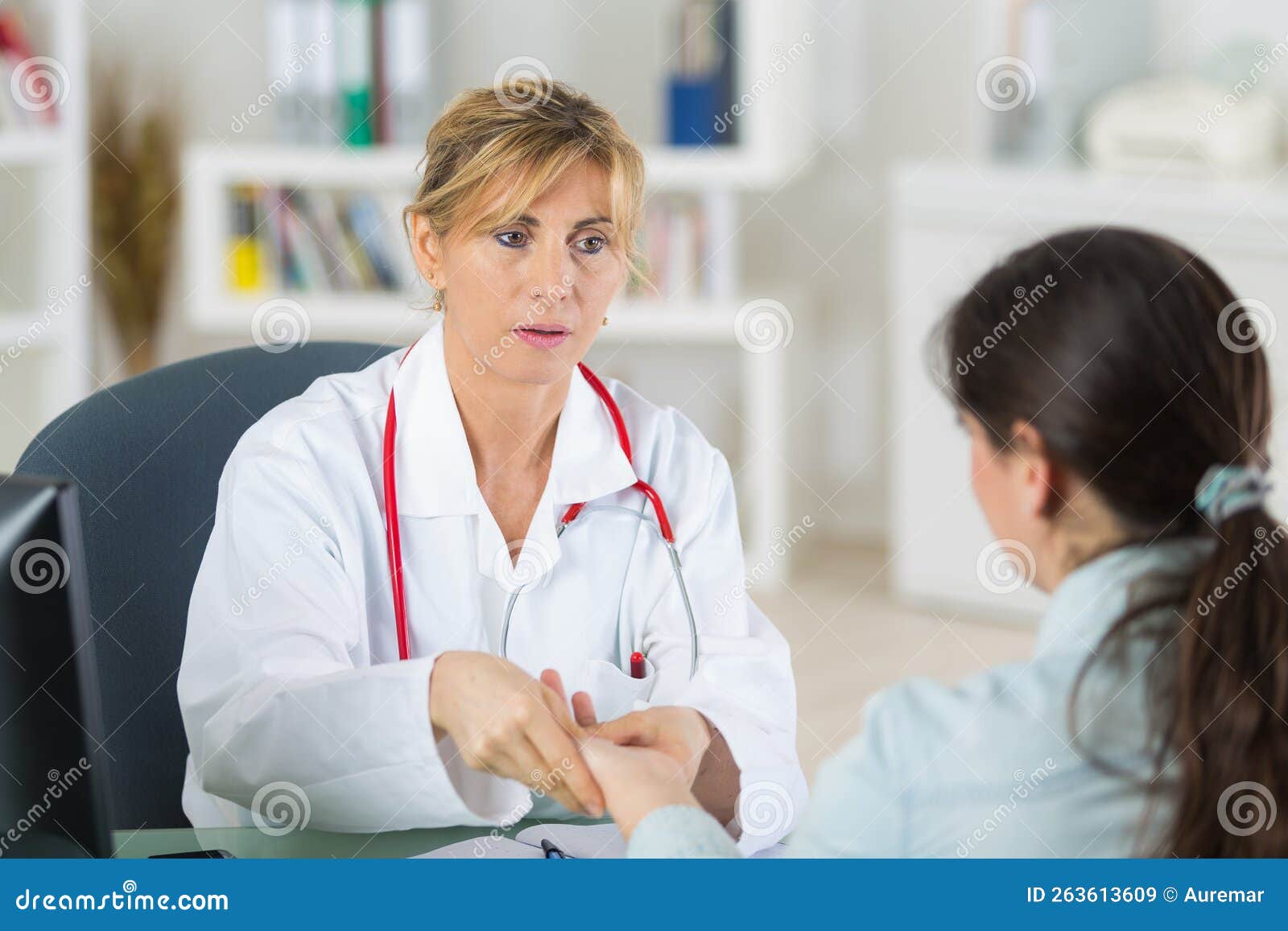 Portrait Doctor Checking Patient Temperature Stock Image - Image of ...