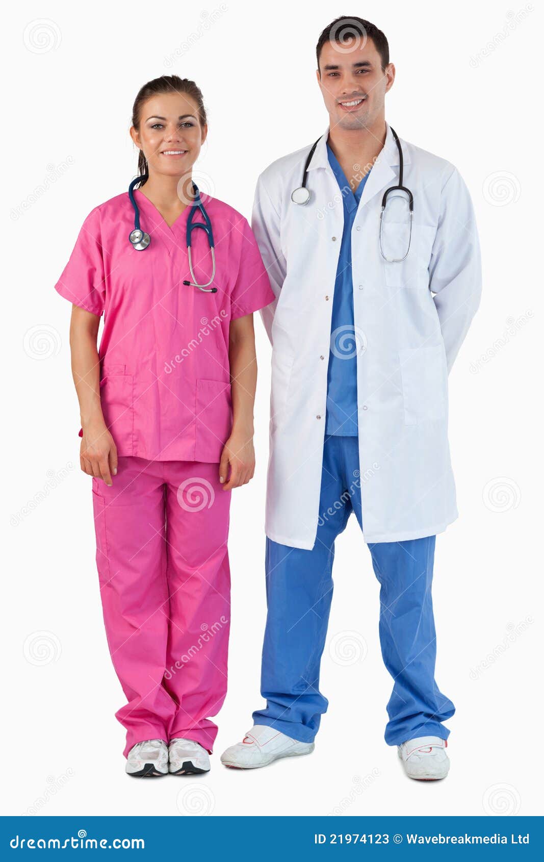 Portrait of a Doctor and a Nurse Standing Up Stock Image - Image of ...