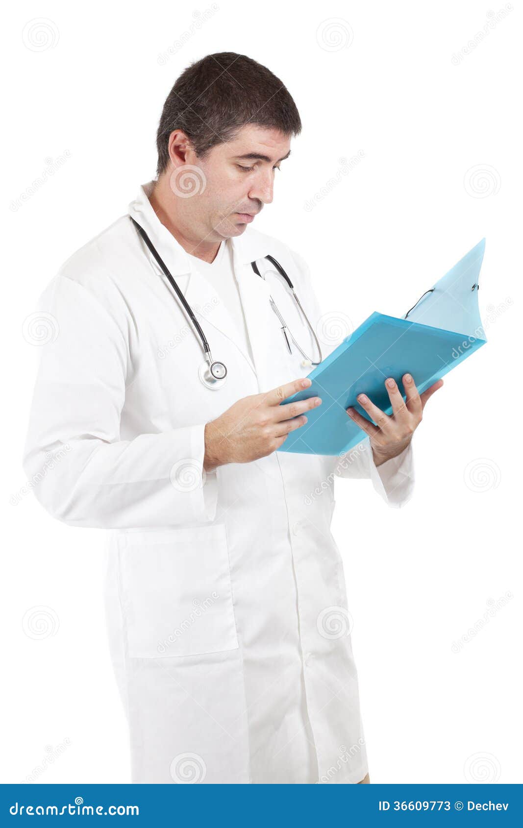 Portrait of a Doctor Reading a Patient S File Stock Image - Image of ...