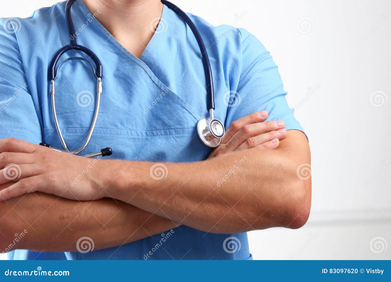 Portrait of a Doctor with Stethoscope Standing Isolated on White ...