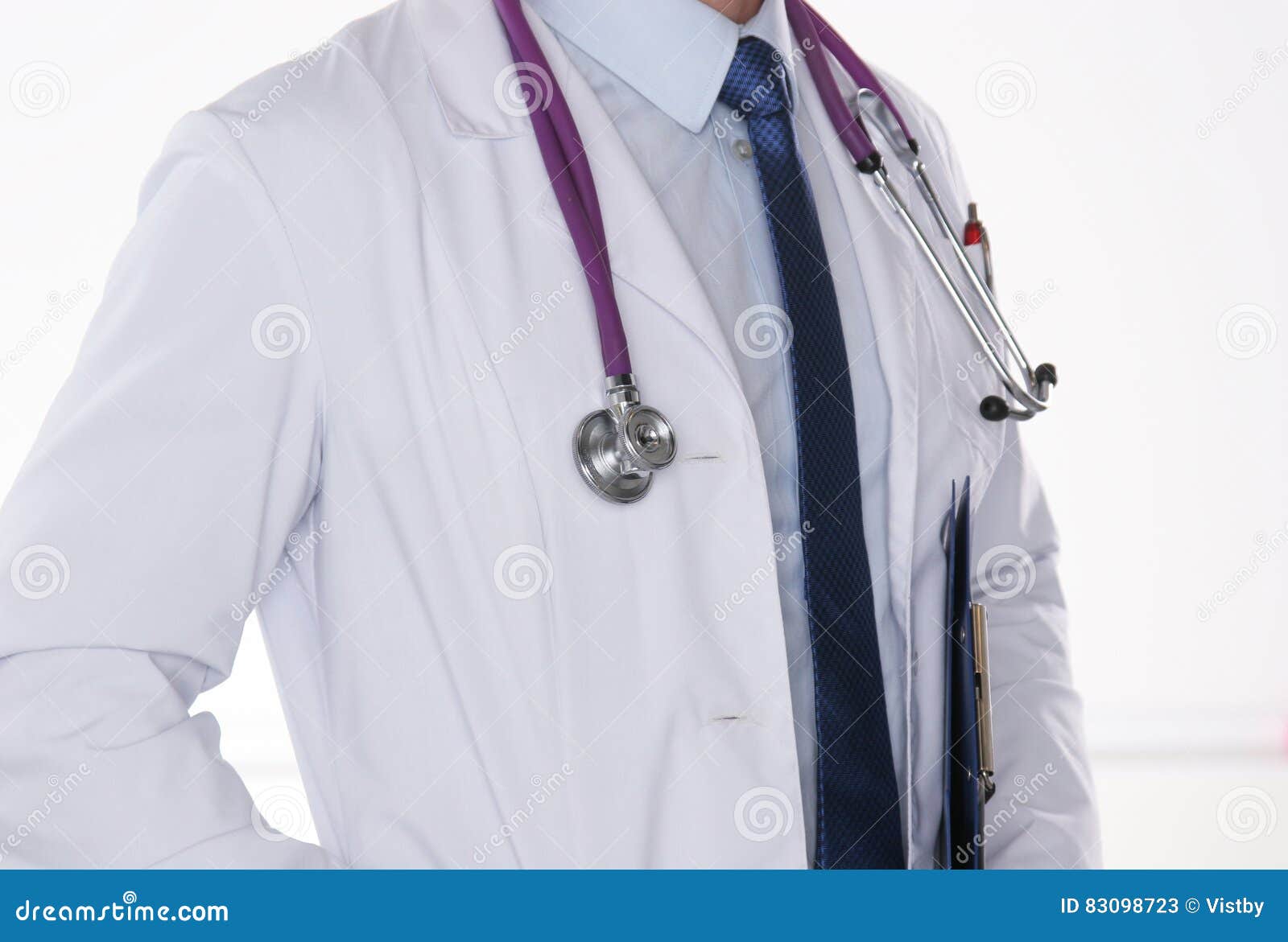 Portrait of a Doctor with Stethoscope Standing Isolated on White ...